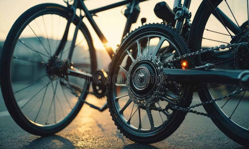 A Bicycle Wheel is Shown with the Back Wheel Turned Away from the ...