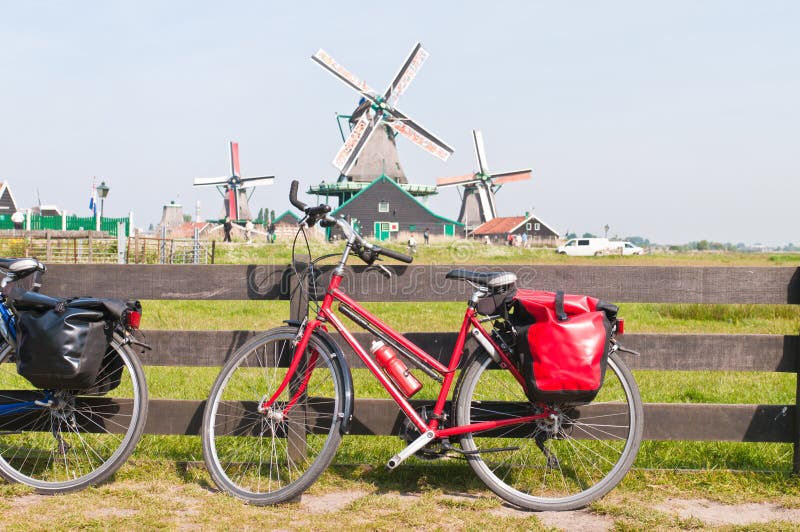Bicycle and Windmill stock image. Image of countryside - 23225597