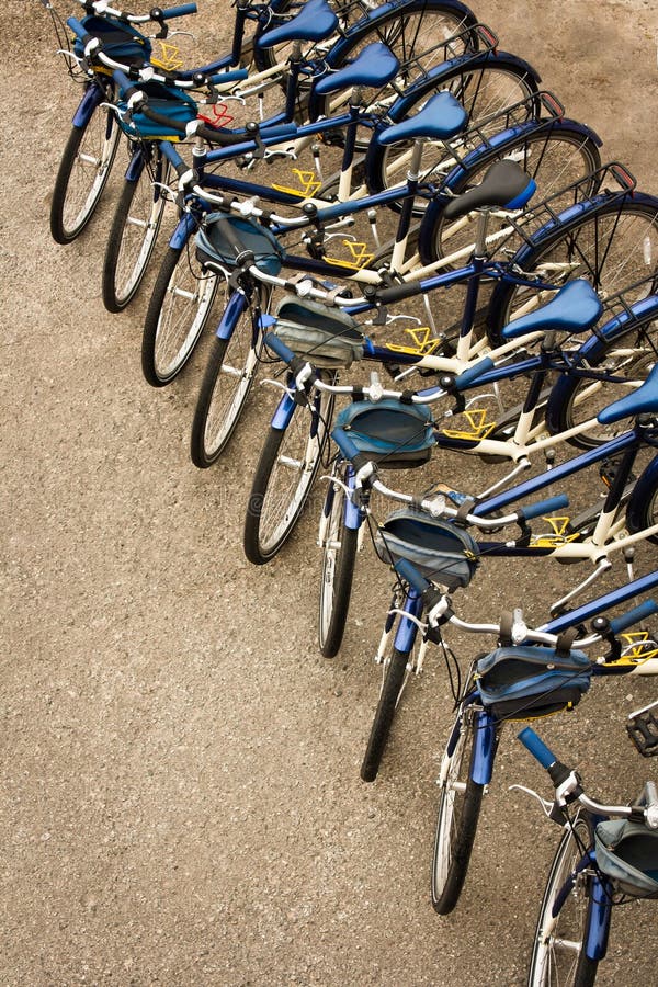 Bicycles Parked in a Row stock image. Image of high, inarow - 26440109