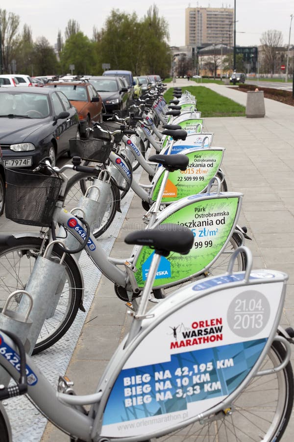 Bicycles for Rent in Warsaw Editorial Photo - Image of green, city ...