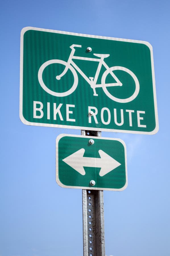 Bicycle route sign stock photo. Image of watch, intersection - 214041016