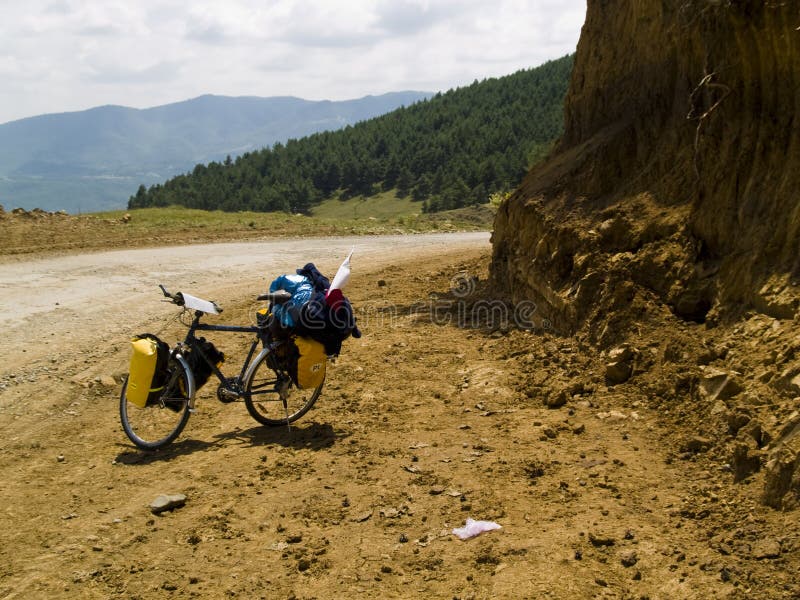 Bicycles on the Sandy Route Stock Photo - Image of bags, georgia: 6085986