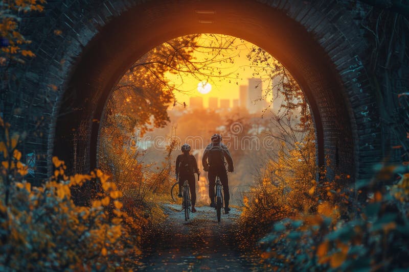 Bicycles at Sunset Embracing Alternative Paths and Accessories Beneath ...