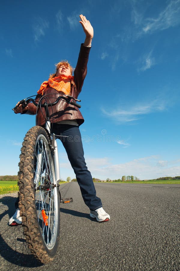 Bicyclist. stock image. Image of nature, blue, female - 26499225