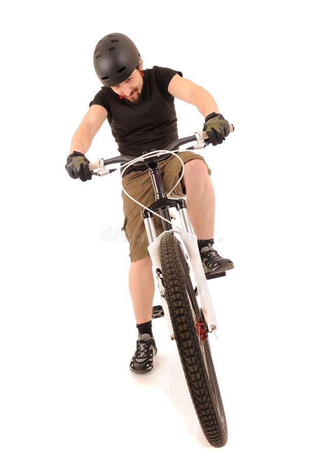 The Bicyclist Isolated on White. Stock Image - Image of isolated ...