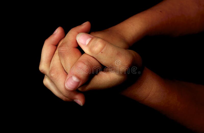 Het Bidden En Het Onderwijzen, Kind En Volwassene Stock Afbeelding ...