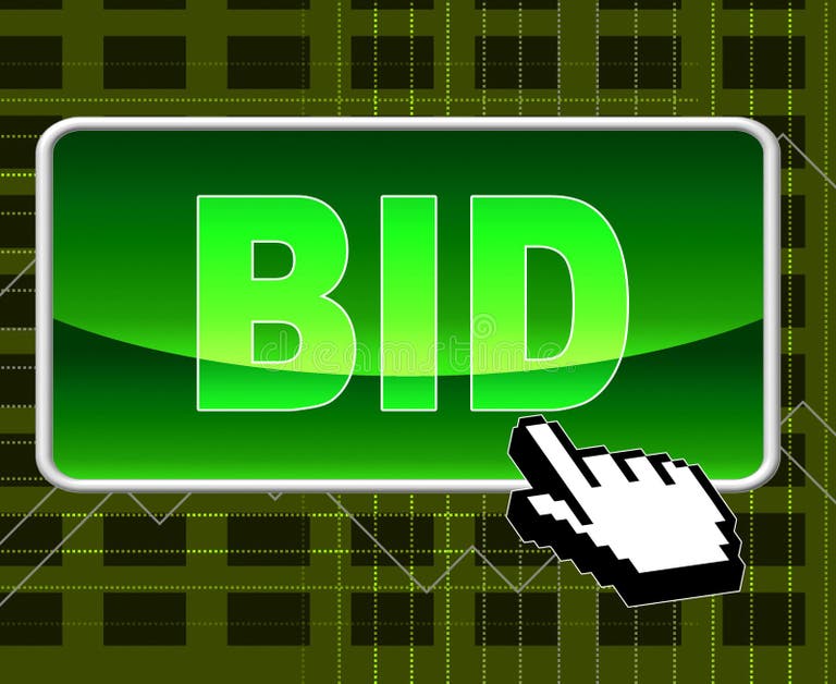 Bid Button Represents World Wide Web and Auction Stock Illustration ...