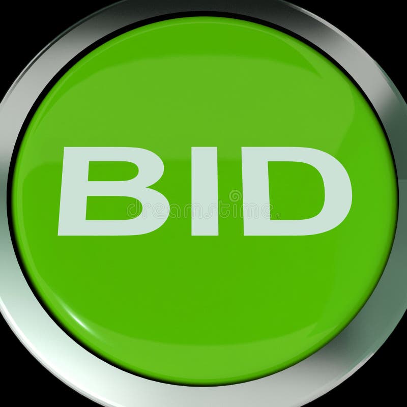 Bid Button Shows Online Auction or Bidding Stock Illustration ...