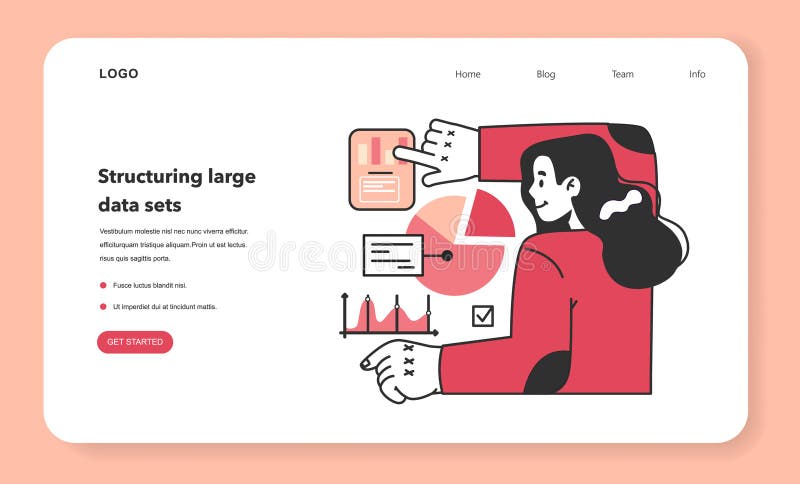 Bid Data Structuring Web Banner or Landing Page. Data Optimization Stock Illustration ...