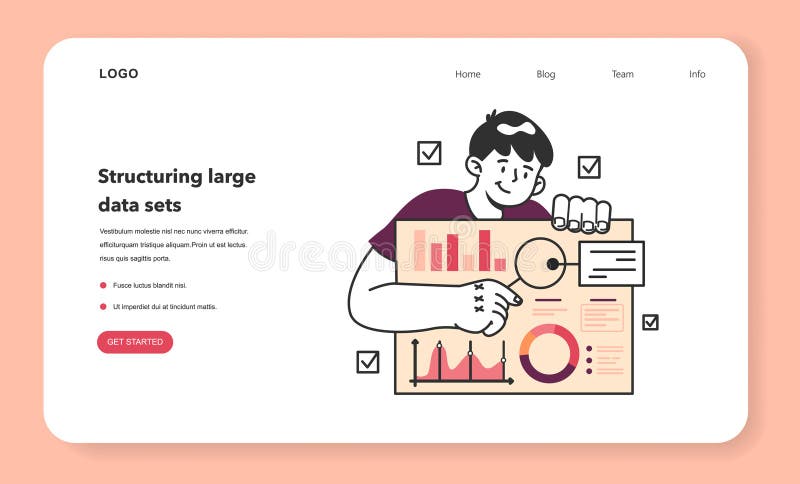 Bid Data Structuring Web Banner or Landing Page. Data Optimization Stock Illustration ...
