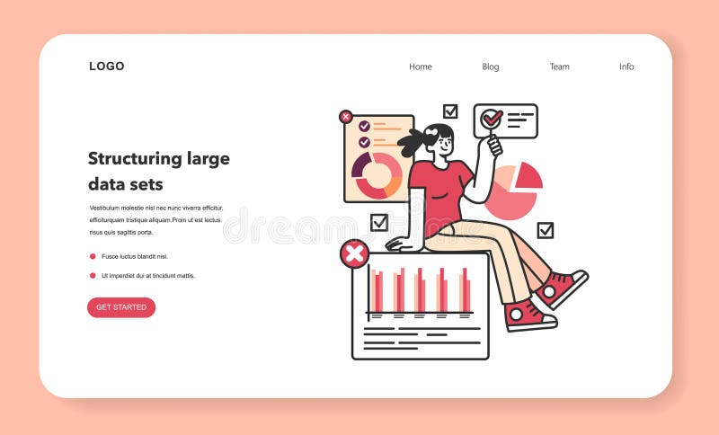 Bid Data Structuring Web Banner or Landing Page. Data Optimization Stock Illustration ...