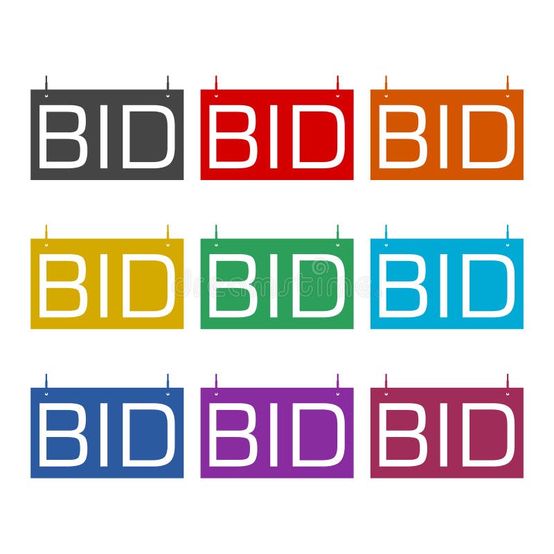 Bid Icon or Logo, Color Set Stock Vector - Illustration of color ...