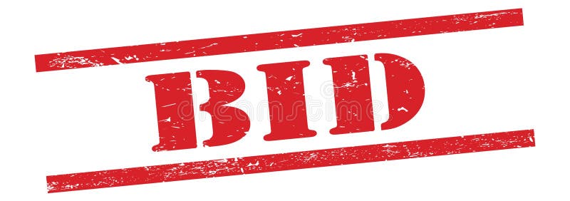 BID Text on Red Grungy Lines Stamp Stock Illustration - Illustration of ...