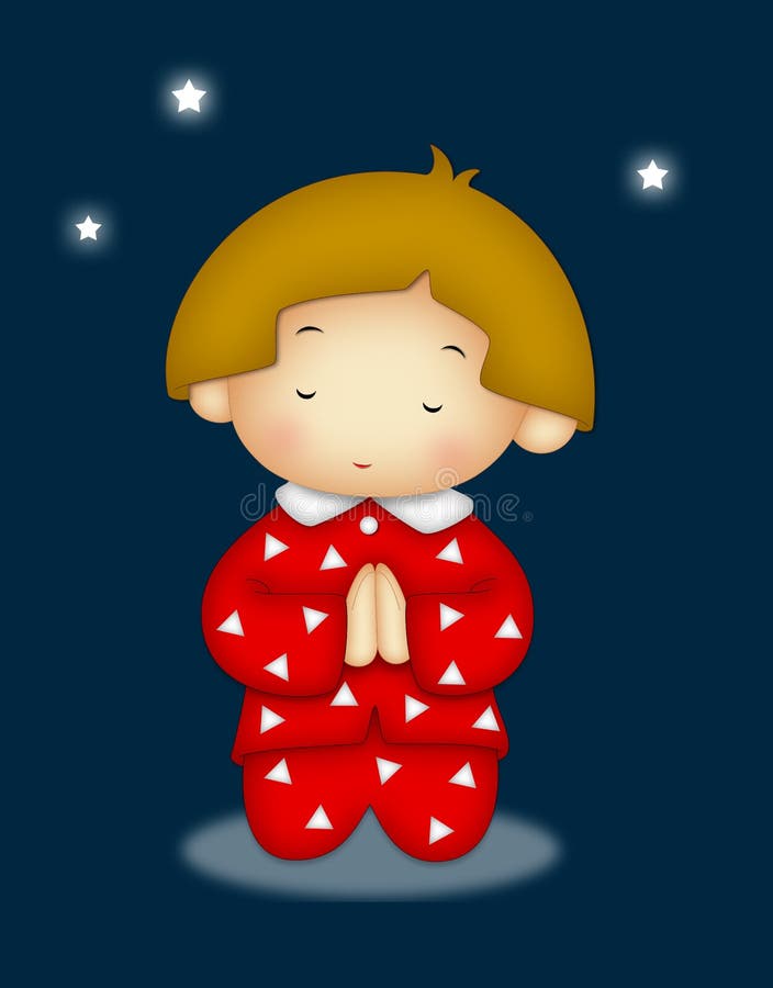 Biddend Kind stock illustratie. Illustration of pyjama - 16570219