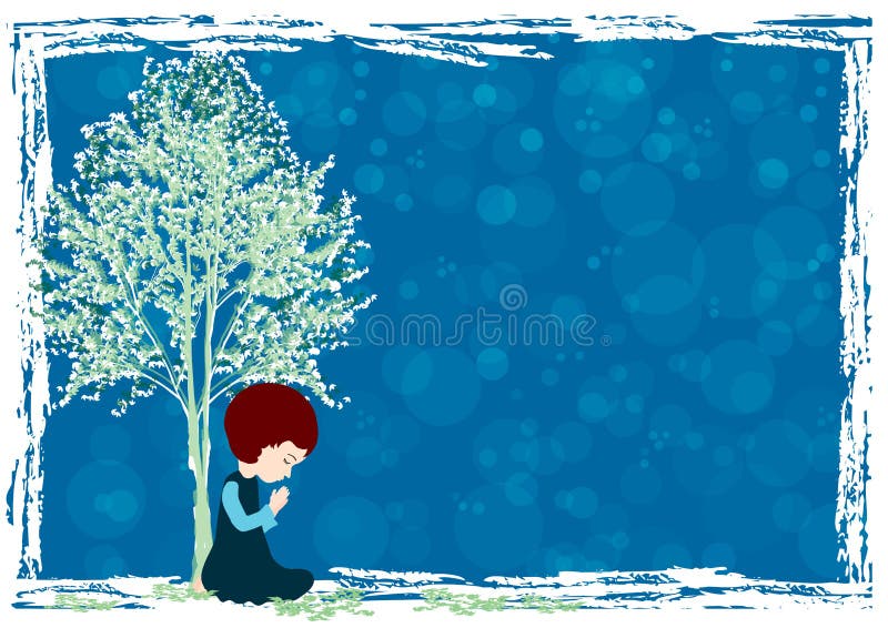 Biddend Meisje vector illustratie. Illustration of hoop - 30098712