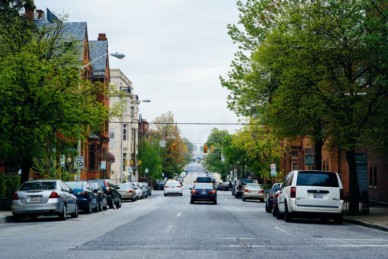 Biddle Street, in Midtown-Belvedere, Baltimore, Maryland. Editorial ...