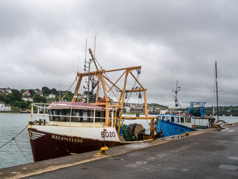 BIDEFORD, DEVON UK - JULY 25 2020: Fishing Boats Moored at the Quay ... BIDEFORD, DEVON UK - JULY 25 2020: Fishing Boats Moored at the Quay ...