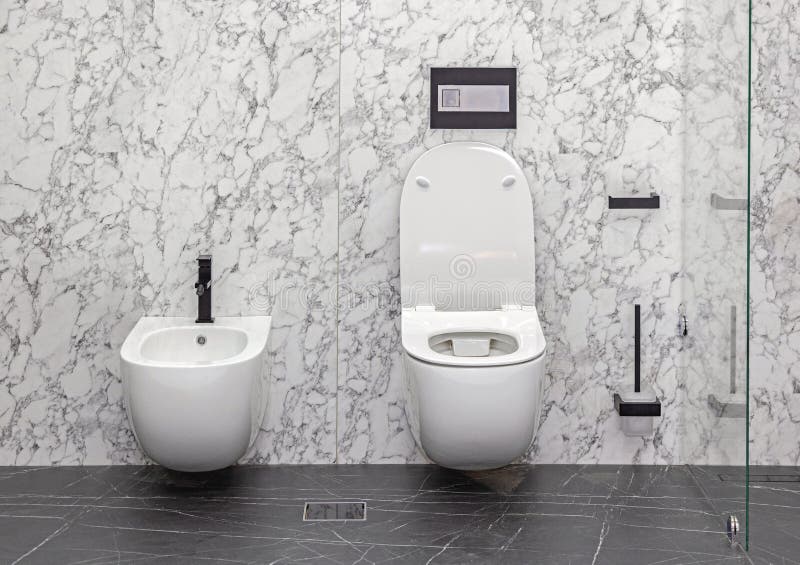 Bidet Toilet Set Bathroom stock image. Image of flush - 366032659