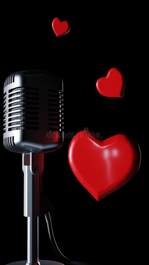 Bidirectional Microphone with Red Heart Shape Stock Illustration ...