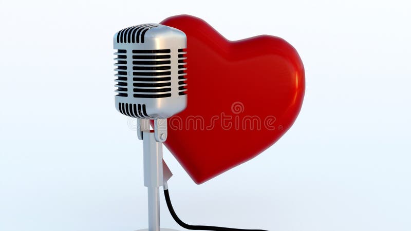 Bidirectional Microphone with Red Heart Shape Stock Illustration ...