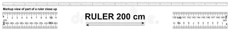 Bidirectional Ruler 200 Cm or 2000 Mm Stock Illustration - Illustration ...
