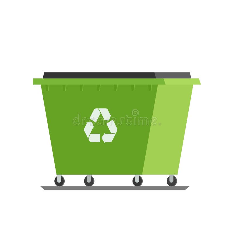 Icona Verde Della Pattumiera, Stile Del Fumetto Illustrazione ...
