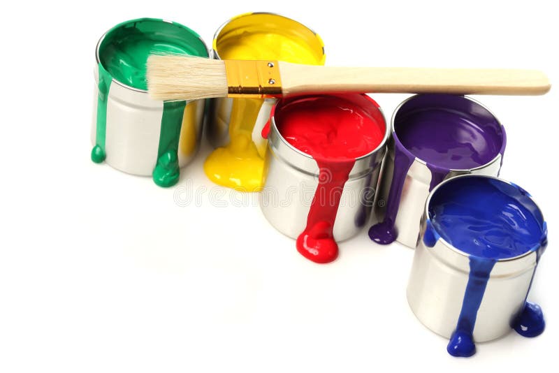 Bidons de peinture photo stock. Image du coloré, rouge - 17814052