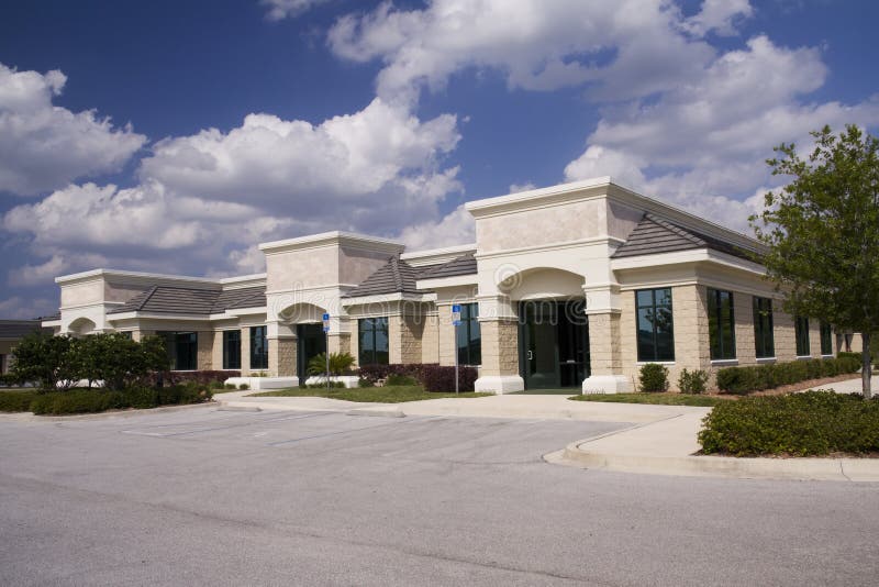 Biege Stucco and Block Professional Offices Stock Image - Image of ...