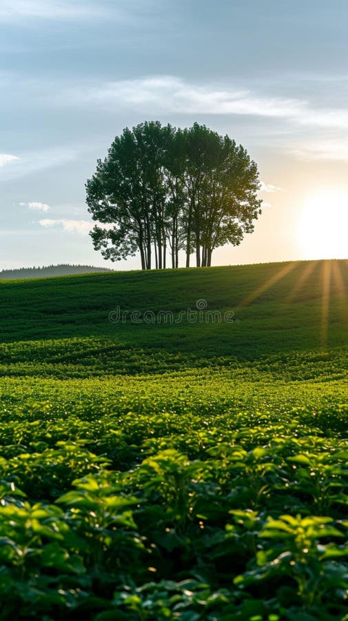 Biei Dreams Mind Seven Hill Tree and Farm Field in Summer Stock ...