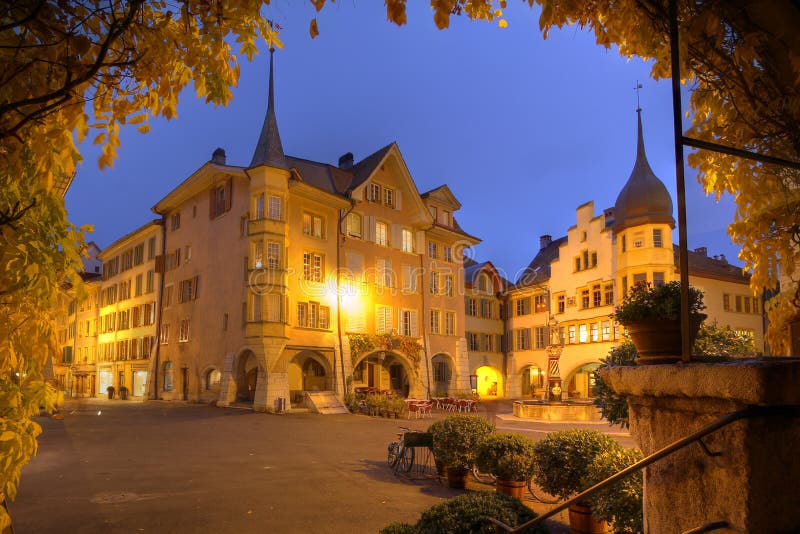 Biel/Bienne at Night, Switzerland Stock Photo - Image of bernese ...