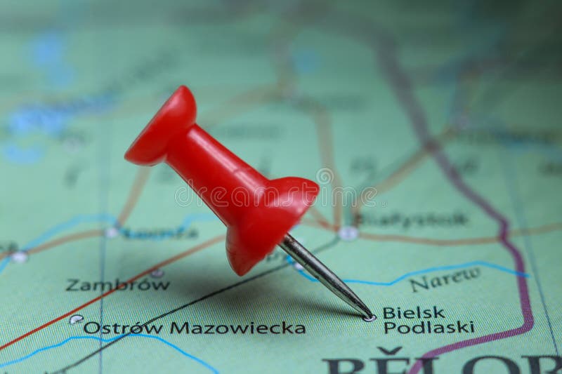 Bielsk Podlaski, Poland Pin on Map Stock Photo - Image of north, land ...