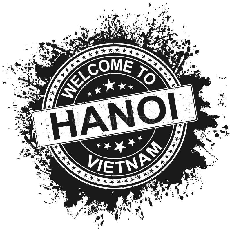 Bienvenida a Hanoi. Sellado. Salpicar Con Fondo Blanco Ilustración del ...