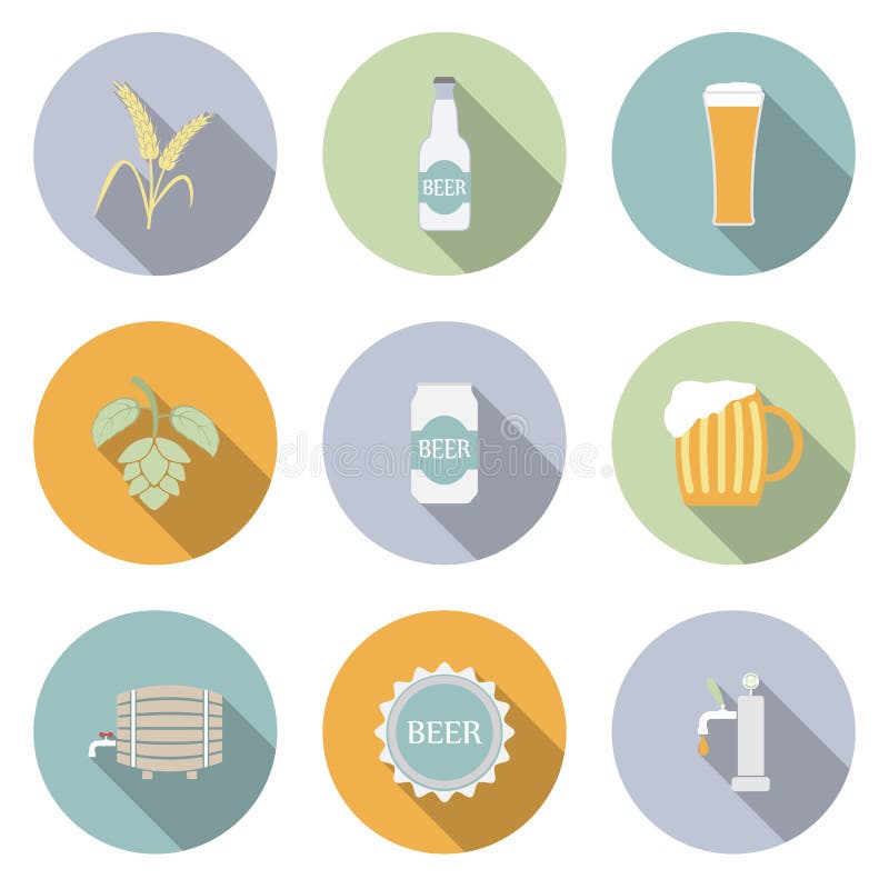 Bier Vector Vlakke Pictogrammen Vector Illustratie - Illustration of ...