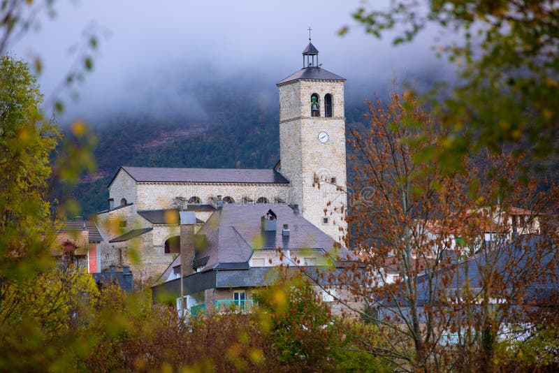 Biescas Village in Huesca Aragon Pyrenees of Spain Stock Image - Image ...
