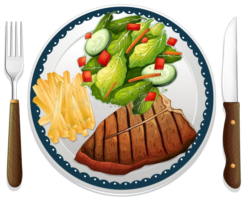 Bife ilustração do vetor. Ilustração de prato, cozinhado - 48025282