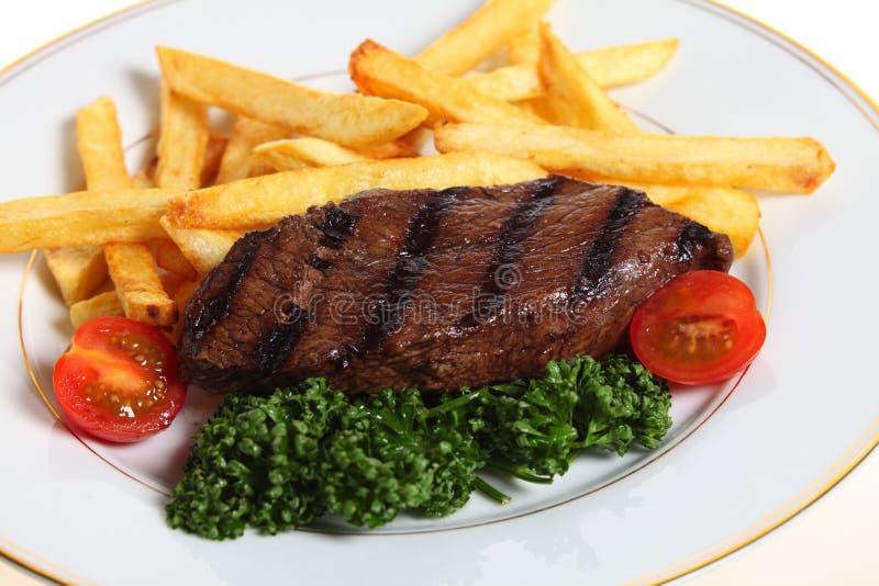 Bifteck et pommes frites image stock. Image du persil - 17682987