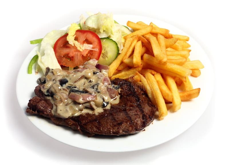 Bifteck et pommes frites image stock. Image du persil - 17682987