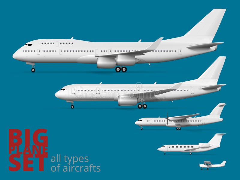 Big Airliner Corporate Set. All Types of Aircraft Stock Vector ...