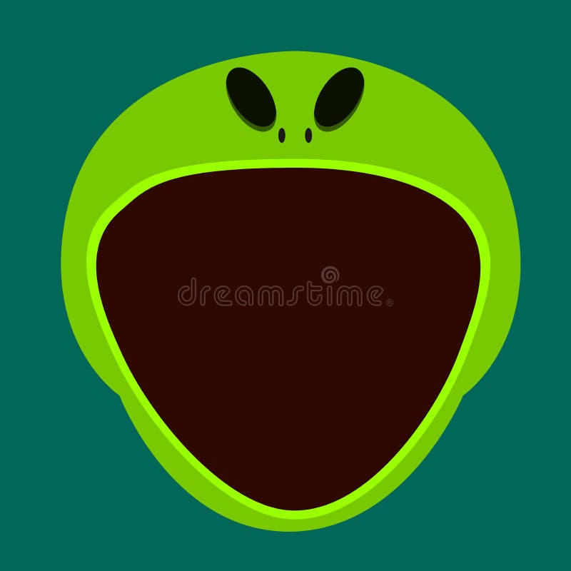 Big Alien Character Head and Open Mouth , Vector and Illustration Stock ...