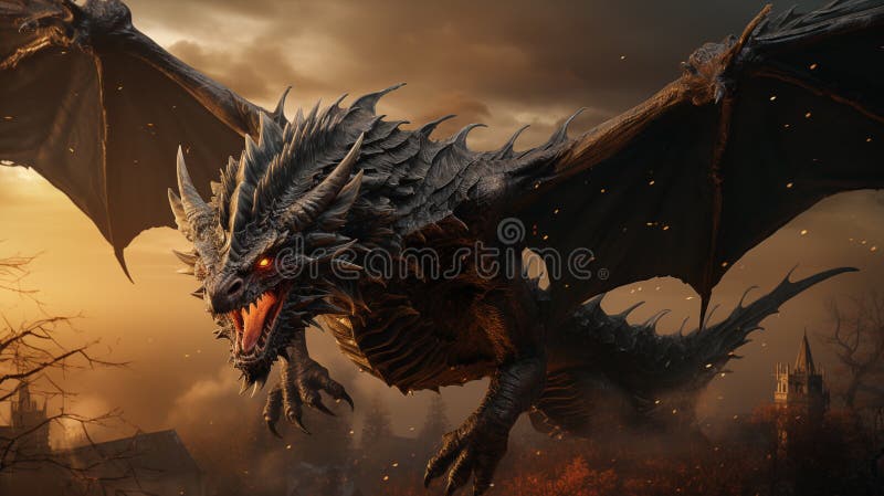 Big angry dragon stock illustration. Illustration of mythology - 303168250