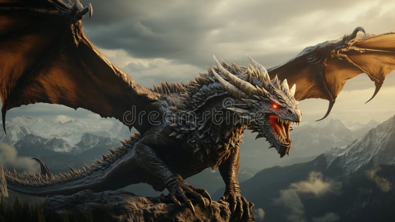 Big angry dragon stock illustration. Illustration of oriental - 303168251