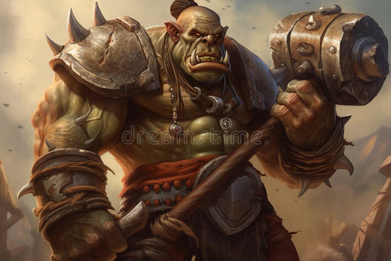 Big Angry Scary Ogre Creature with Mace. Generative AI Stock ...