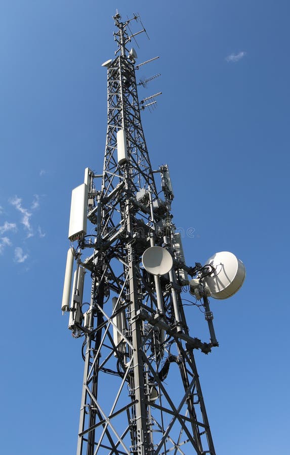 Big Antenna on the Blue Sky Stock Photo - Image of cellular, technology ...