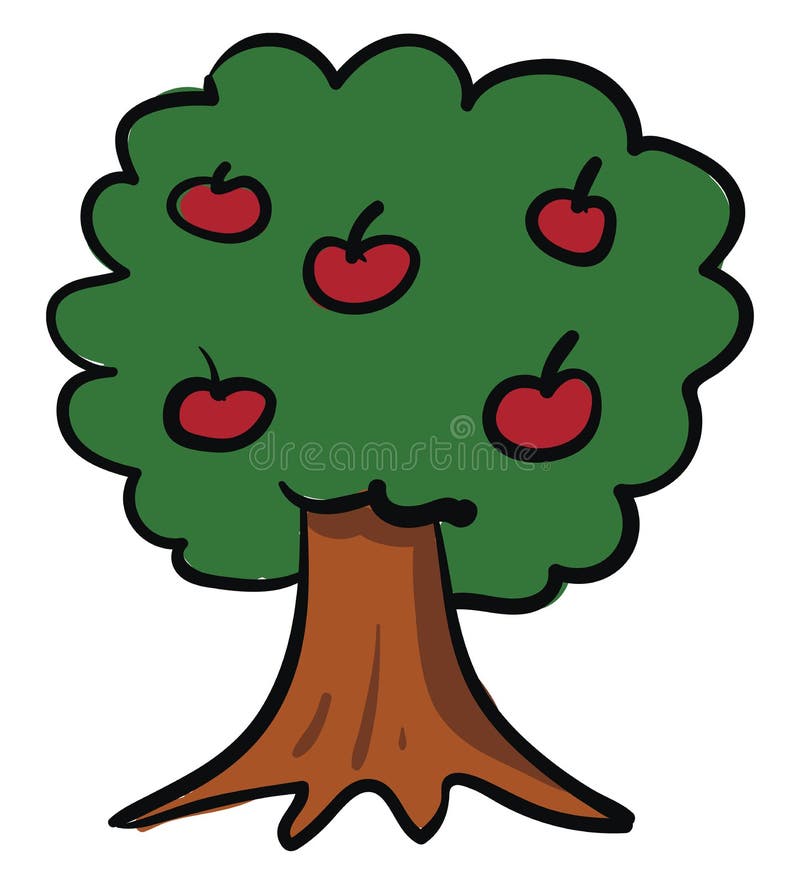 A Big Apple Tree Vector or Color Illustration Stock Vector ...