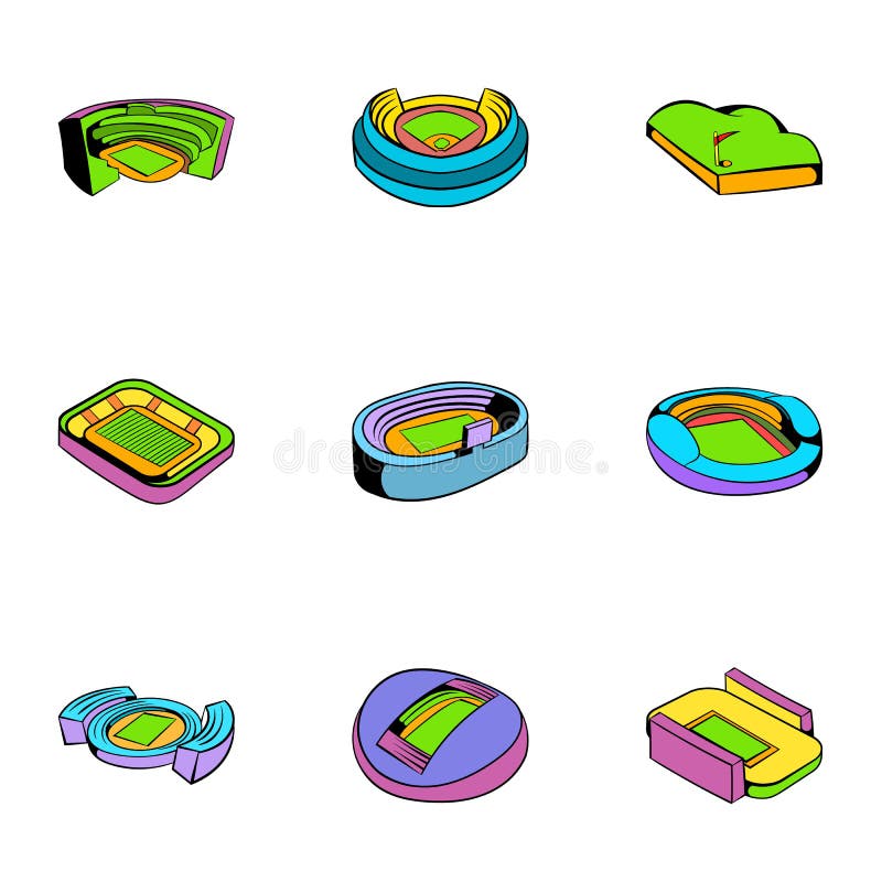 Big Arena Icons Set, Cartoon Style Stock Vector - Illustration of ...