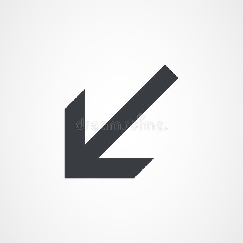 Big Arrow Outline Pointing Down Left, Arrow Icon Stock Illustration ...