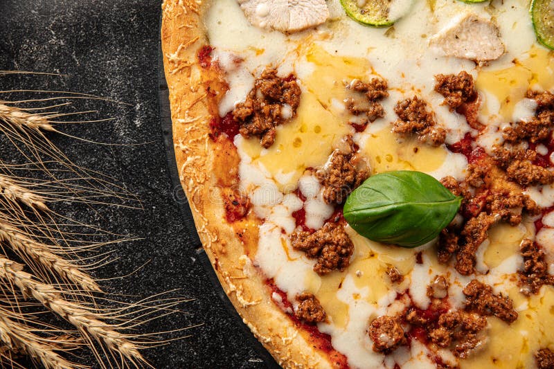 Big Assorted Pizza with Variety of Toppings Stock Image - Image of ...