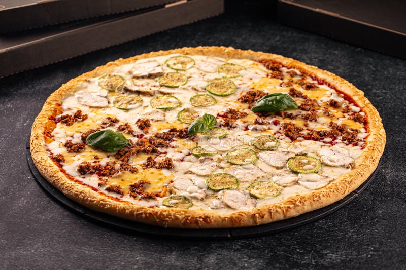 Big Assorted Pizza with Variety of Toppings Stock Image - Image of ...