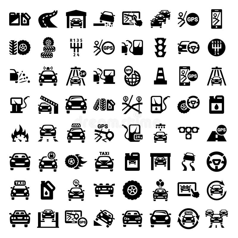 Big set car repair icons stock vector. Illustration of collection ...