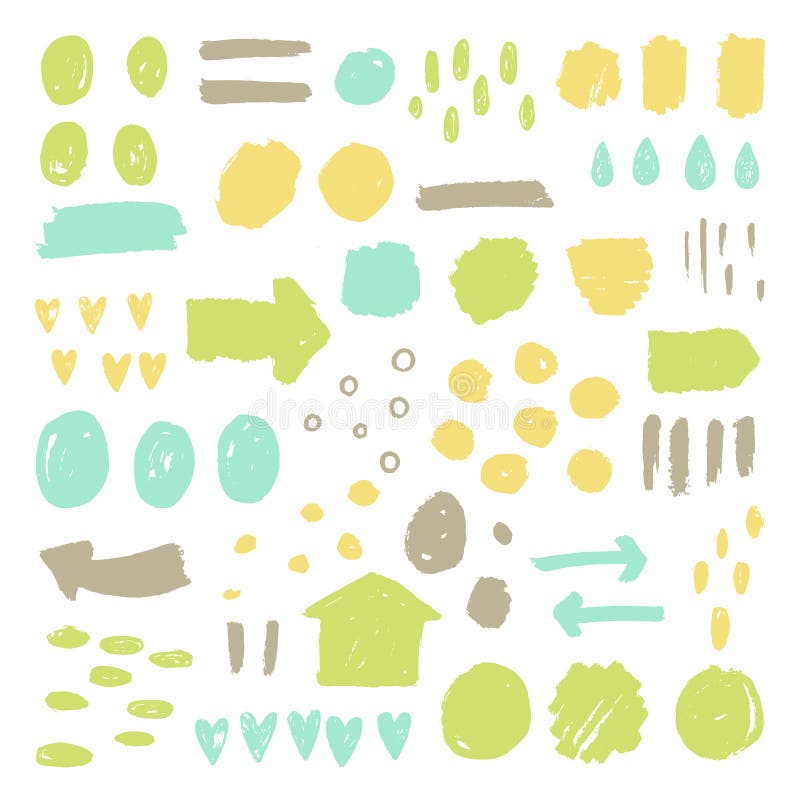 Big Awesome Set of Grunge Paint Elements. Stock Vector - Illustration ...